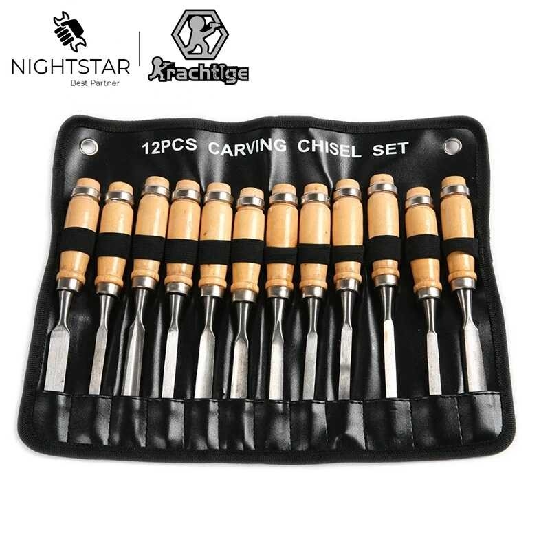 Wood 12Pcs Carving Hand Chisel Tool Set Wooorking Professional Gouges ...