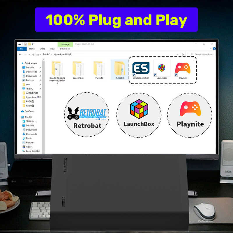 Base Hyper MIX 500G Retro Gaming HDD Launchbox＆Playnite＆Retrobat For ...