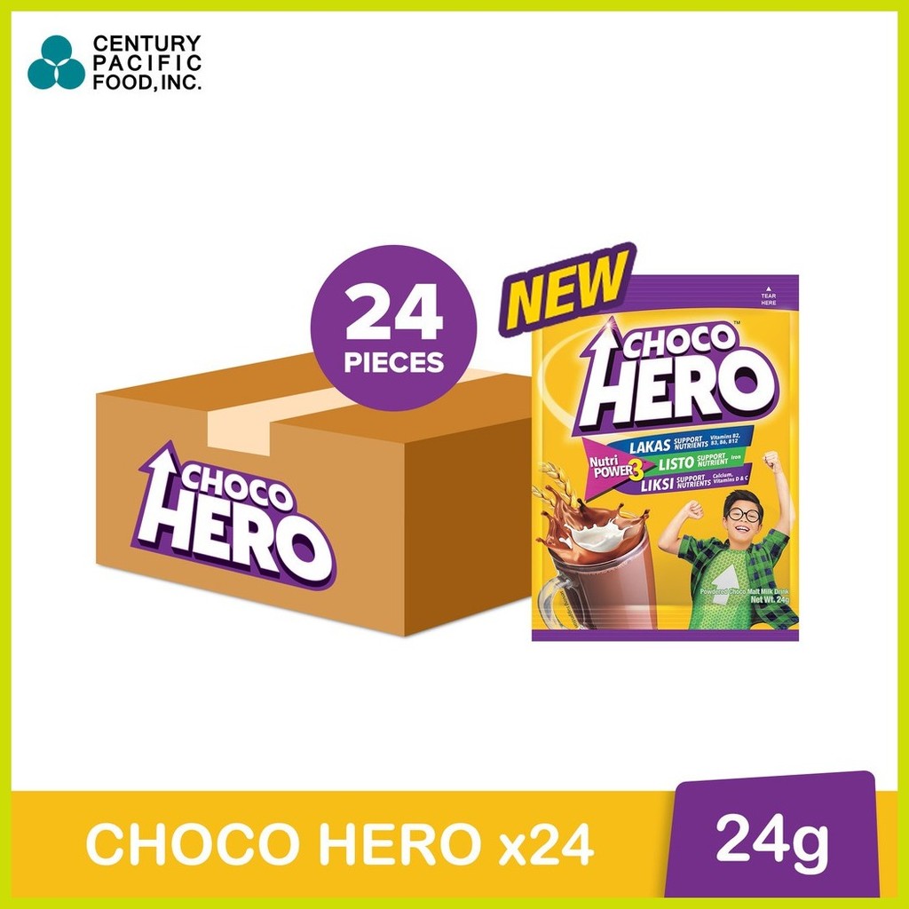 CHOCO HERO Powdered Choco Malt Milk Drink 24g x24 | Shopee Philippines