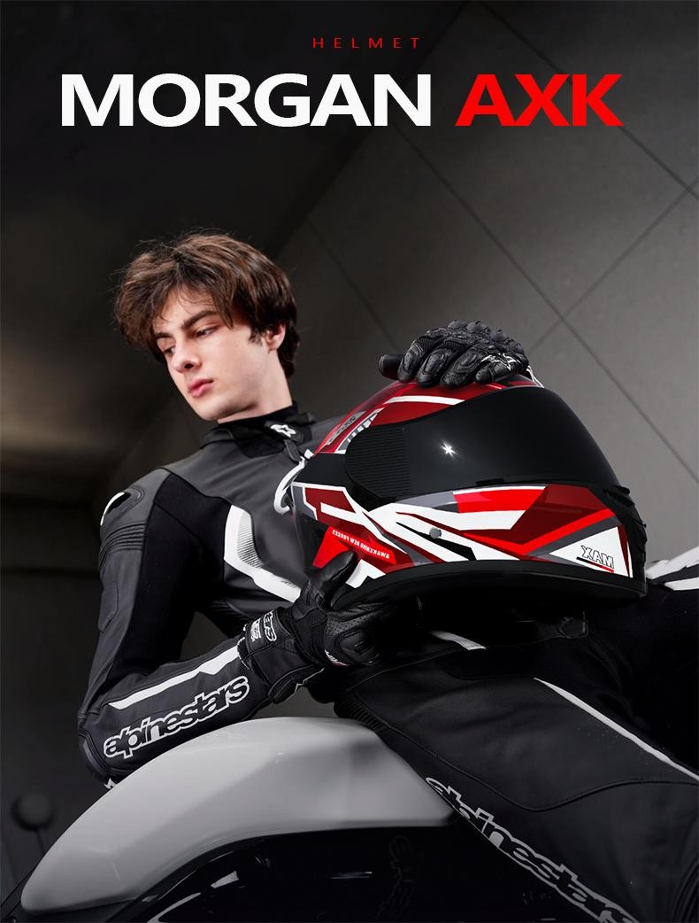 AXK 902s Morgan Motorcycle Helmet Full Face Helmet with ICC Sticker ...