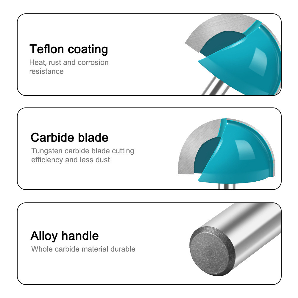 Round Nose Router Bit, 6mm Shank Ball Nose CNC Bit, Half-Round Carving ...