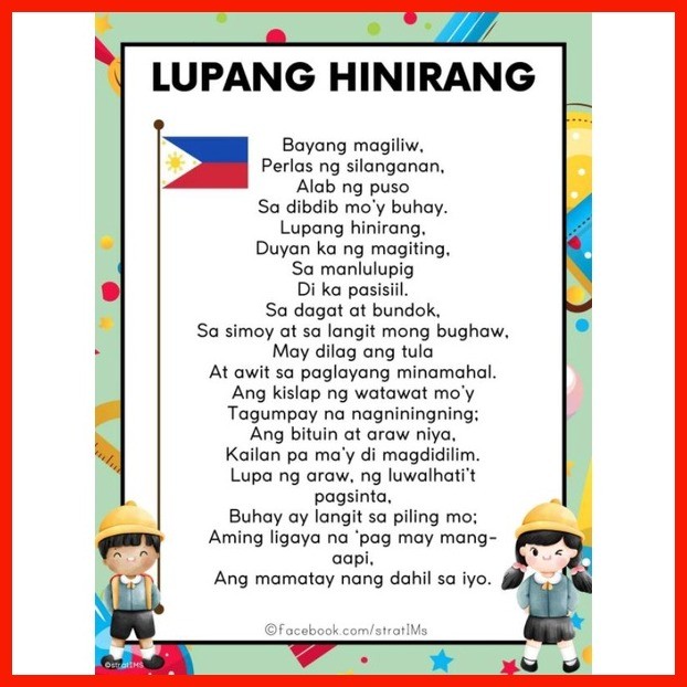 Random Colorful Design Panatang Makabayan, Lupang Hinirang, Panunumpa ...