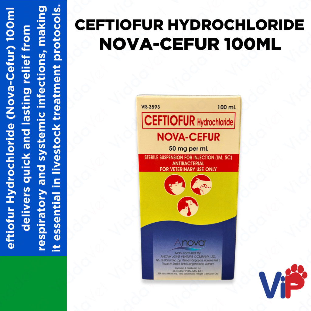 Nova-Cefur 100ml Ceftiofur HCl Inj.. Solution for Livestock | Shopee ...