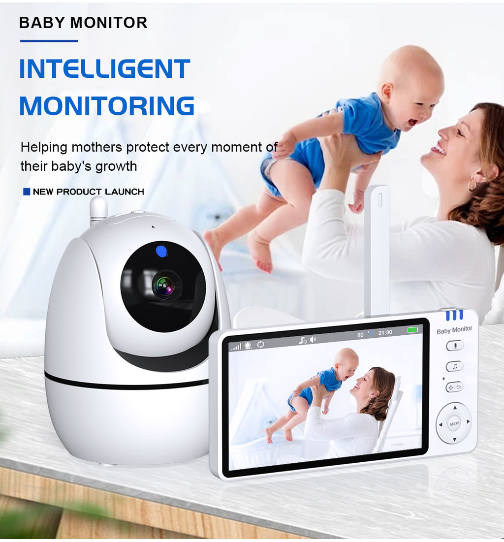 5 Inch Video Baby Monitor HD With Pan Tilt Zoom Baby Camera Security ...