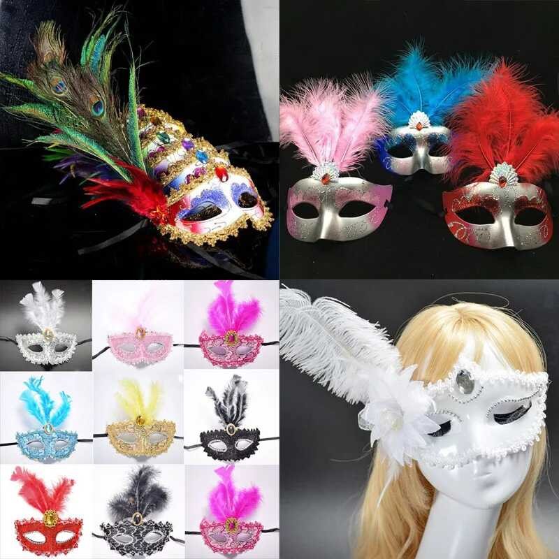 20Pcs Feather With Wer Princess Venice Eye Mas Birthday Party Cosplay ...