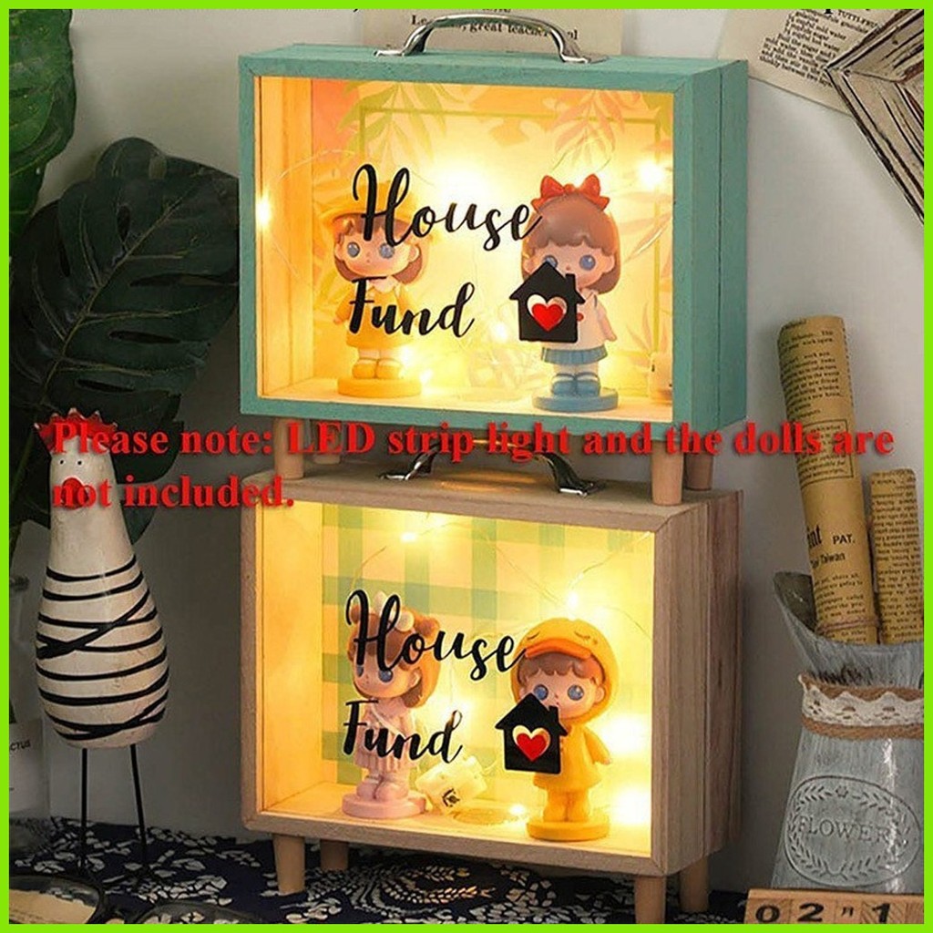 Wooden Piggy Bank Storage Coin Bank DIY Name Alkansya Coin Box Wooden ...