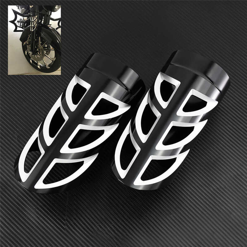 194 Motorcycle Black/Chrome Front Fork Boot Slider Covers YIQI Aluminum ...