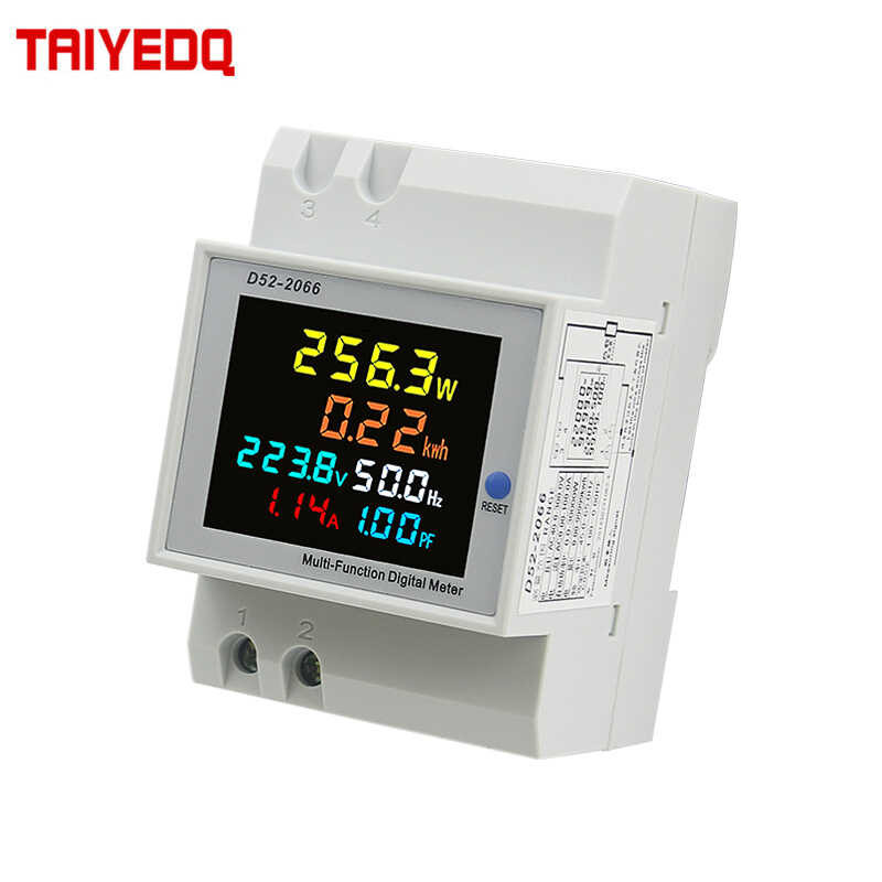 Display 6IN1 Smart Din Rail AC Monitor Voltage Current Power Factor ...