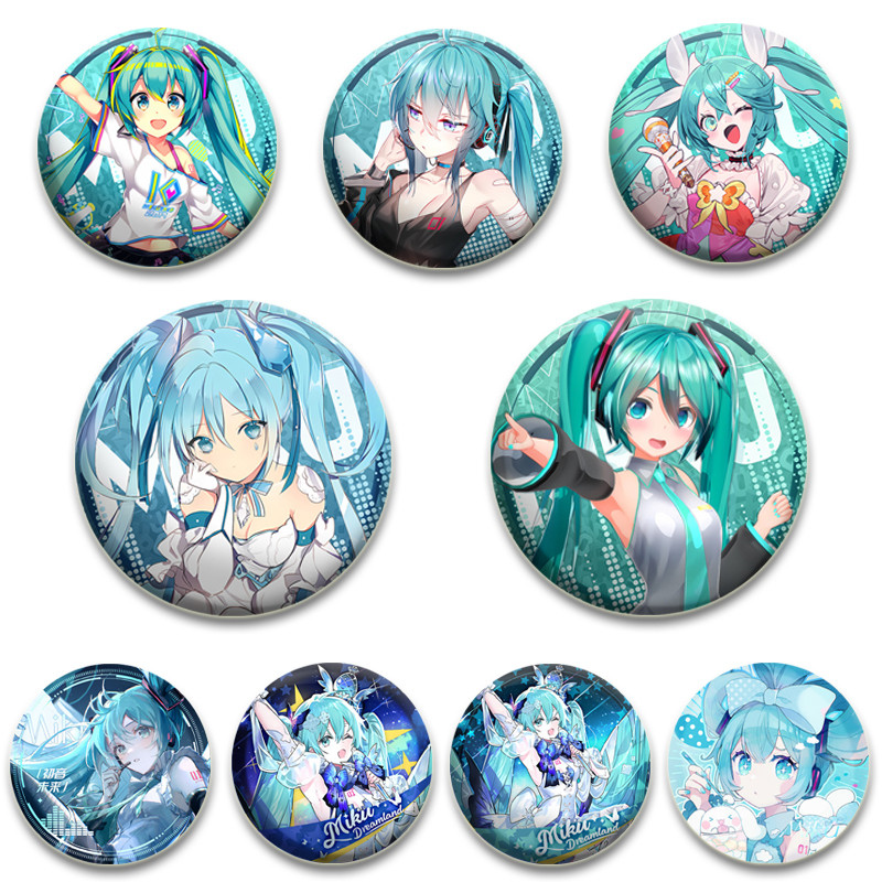 58/44/32mm Miku Anime Round Pins Cartoon Badges Cosplay Handmade ...