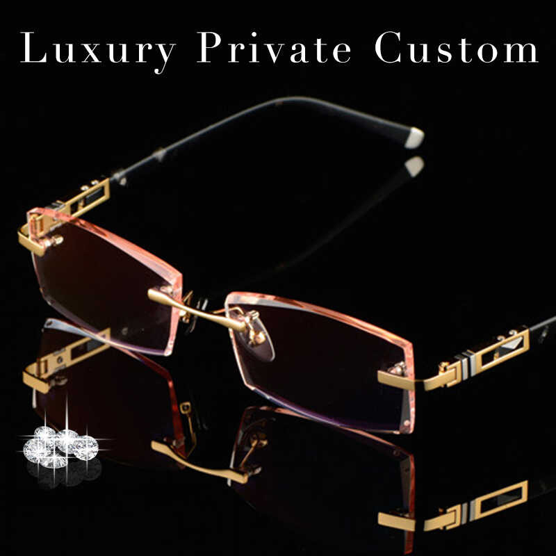 Private Custom Titanium Eye Rimless Men 1.61 High Clear Lenses Male Myc ...