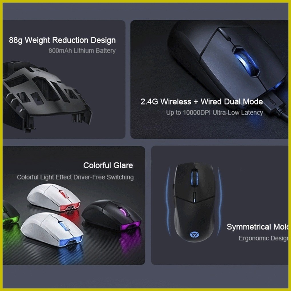 ∈ Lenovo Legion M500 10000 DPI 800mAh Wired Wireless Gaming Mouse ZZM ...