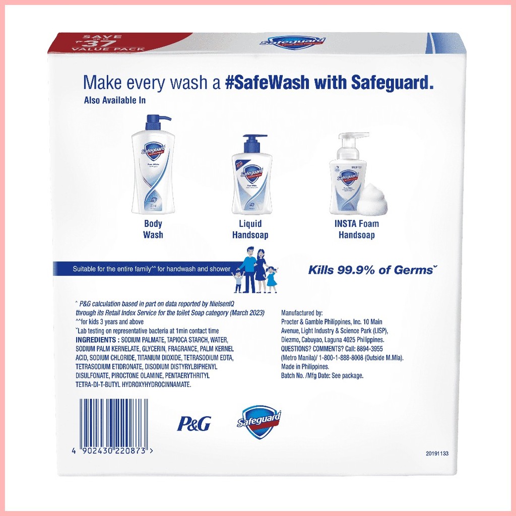 Safeguard Value Pack Pure White Bar Soap 6pid 125g | Shopee Philippines