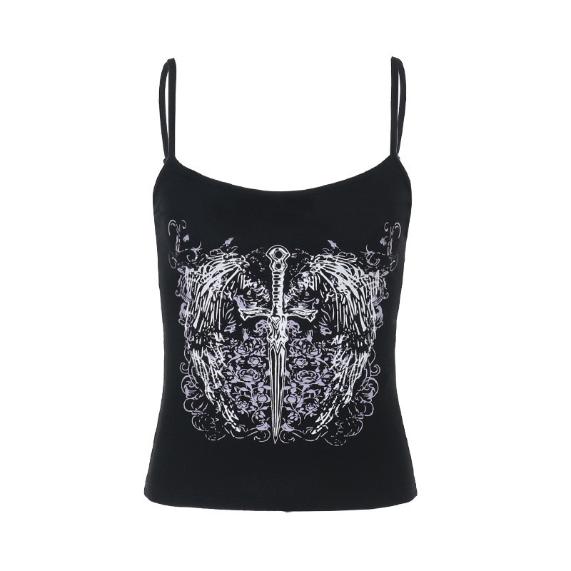 Sexy Slim Gothic Dark Style Printed Camisole Top | Shopee Philippines