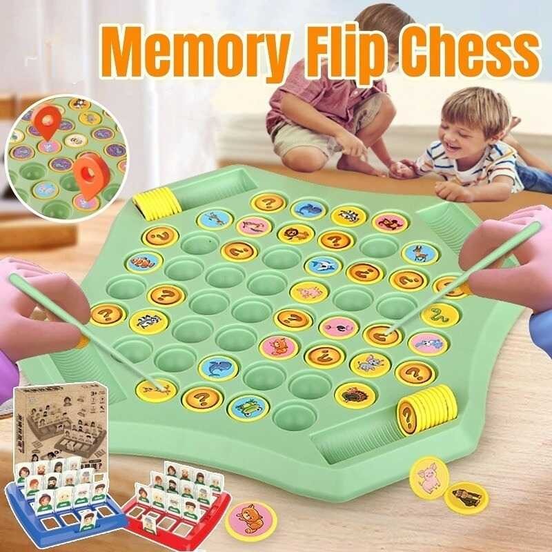 2-4 Player Memory Flip Chess Four People Battle Parent Child ...