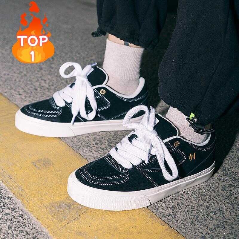 Ollieskate Bright Bread Shoes Black Open Thread Suede For Men And Women ...
