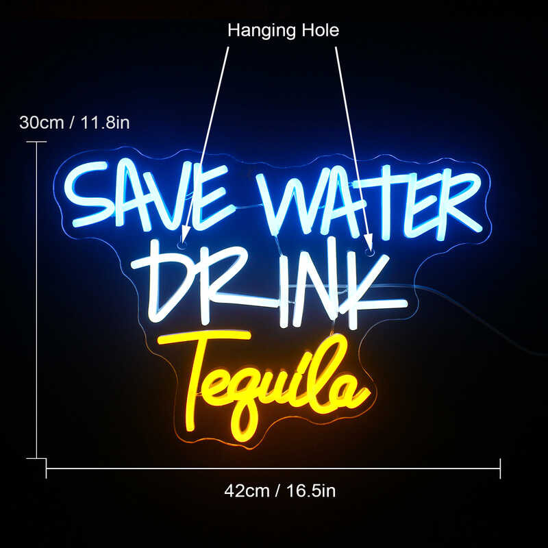 Water I-Save Drink Tequila Signs Led Neon Lights For Wall Decor Light ...