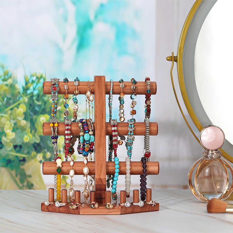2023 Woodn Watch Braclt Display Ncklac Hanging Ring Storag Jwlry Stand ...