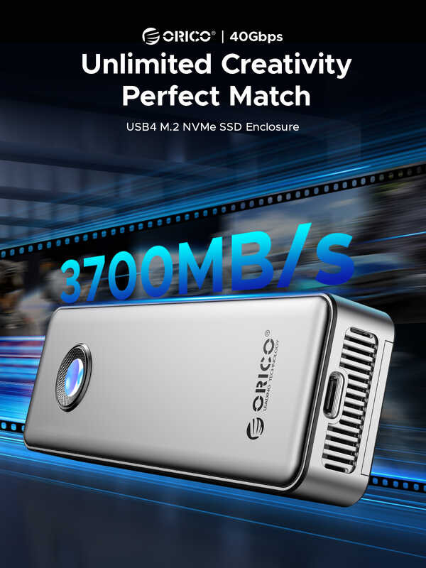 RGB ORICO 40Gbps USB4 M.2 SSD 8TB with Coog Fan PCIe4.0 NVME Enclosure ...