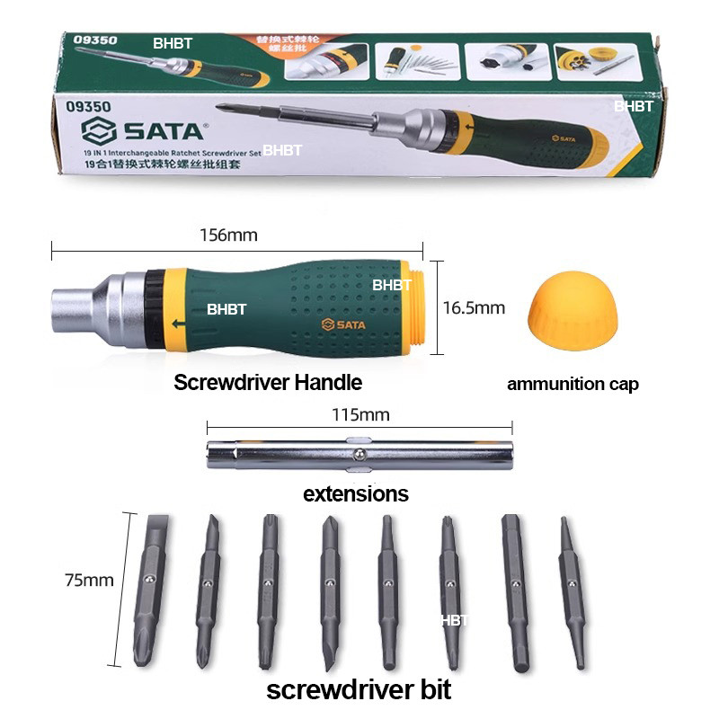 SATA 19 In 1 Precision Interchangabe Screwdriver Set Two-Way Ratchet ...
