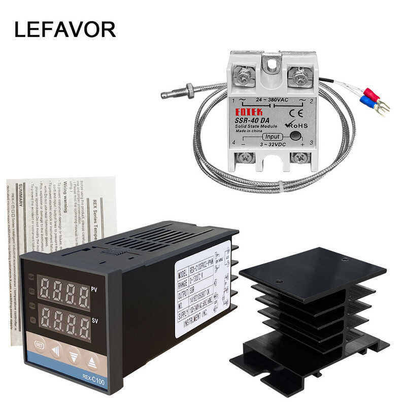 Digital REX-C100 PID Temperature Controller Thermostat output Max.40A SSR Relay K Thermocouple ...