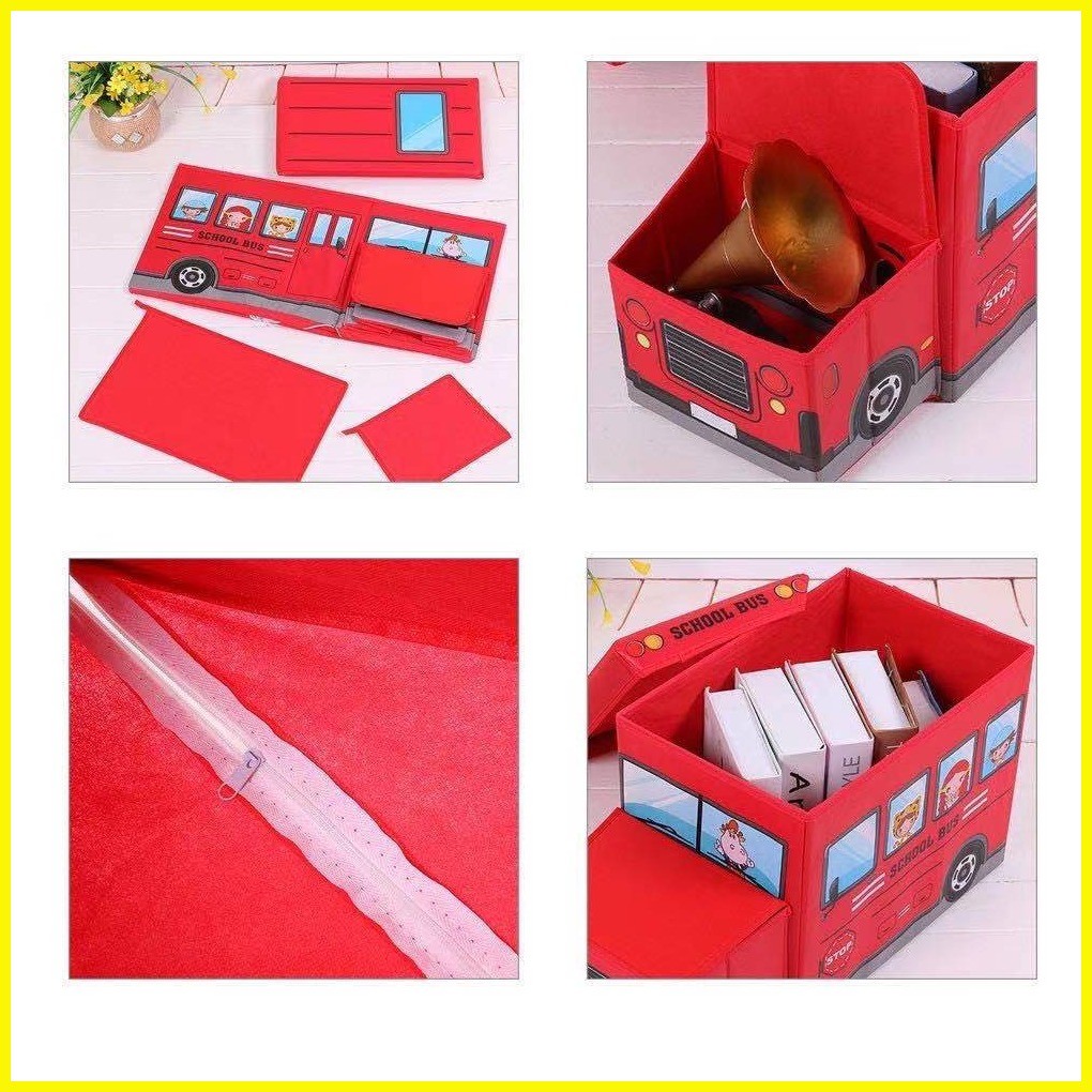 Chloe Foldable Collapsible Kids Storage Box Chair Box School Bus ...