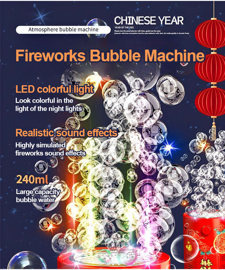 Automatic Fireworks Bubble Machine/Light Music Fireworks Bubble Blower ...