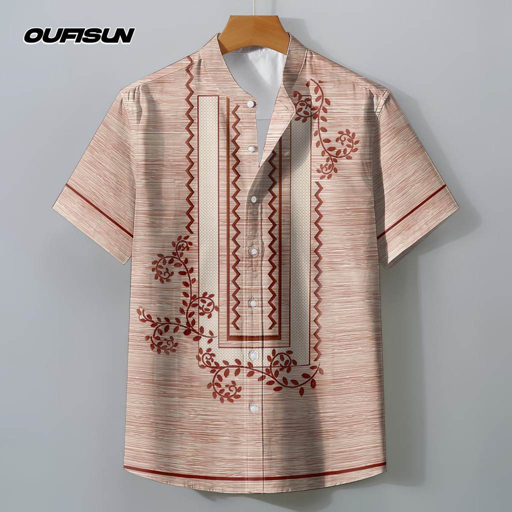 Summer Outfit for Men Barong Ethnic Style Asean Shirt for Men Summer ...