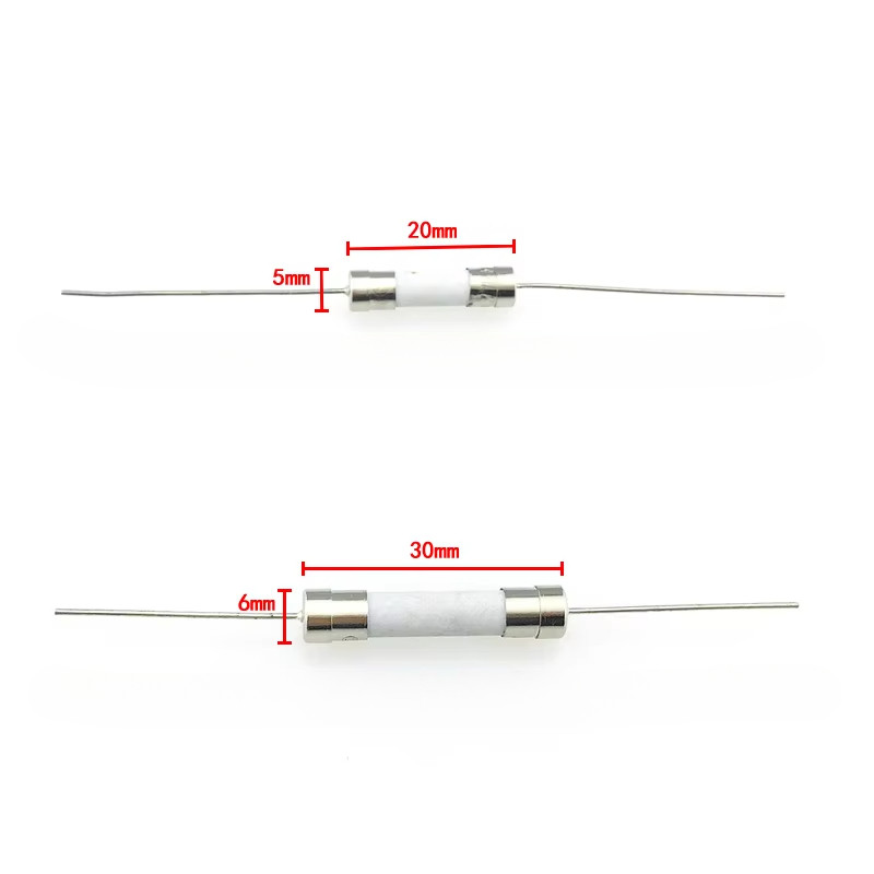 10PCS Ceramic Fuse 6*30mm 5*20mm Air Conditioning TV Tube Fuse with Pin Lead 250V 1A 2A 3.15A 5A ...