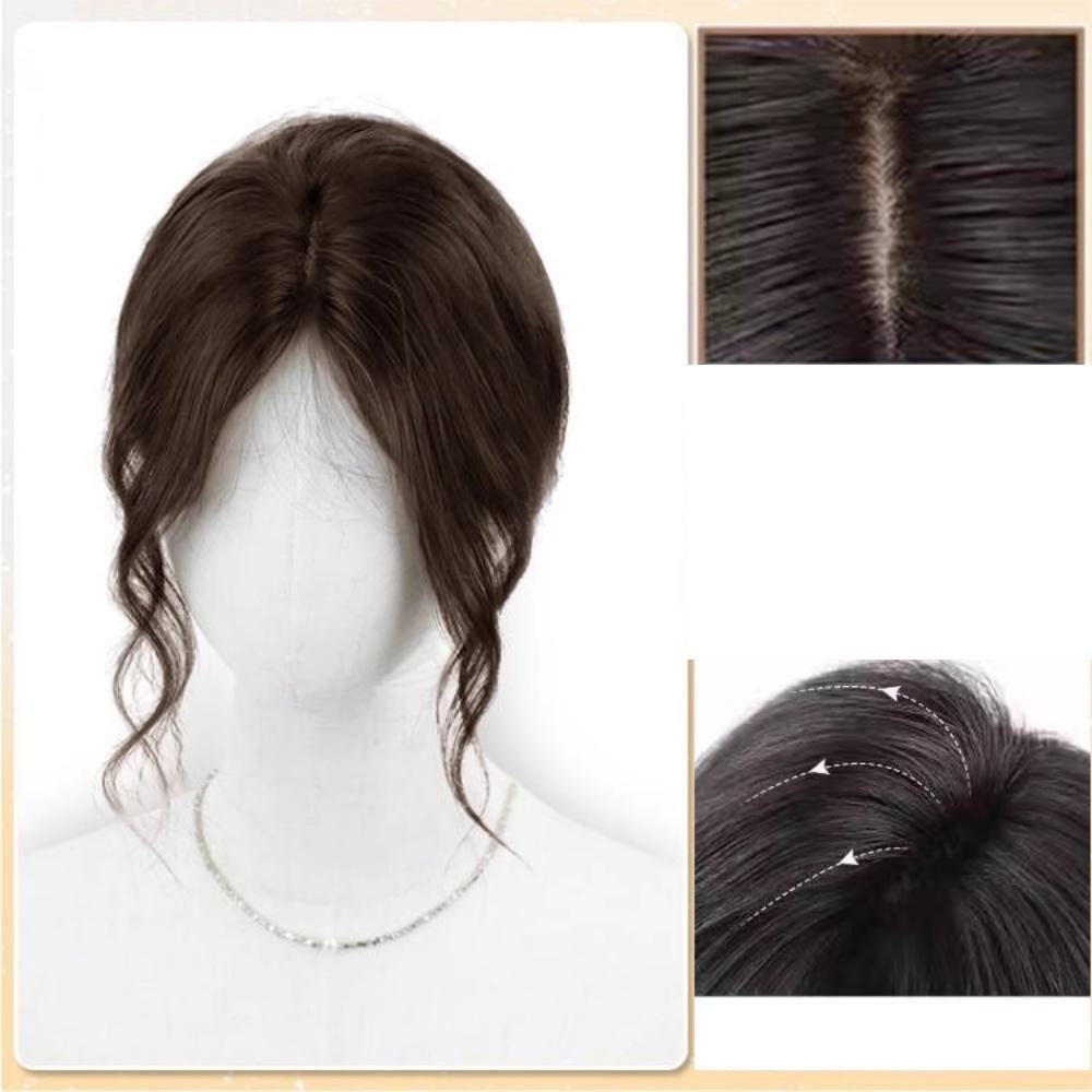 YOUJ Women puffy Curly Middle Parted Bangs Wig Invisible Fake Side ...