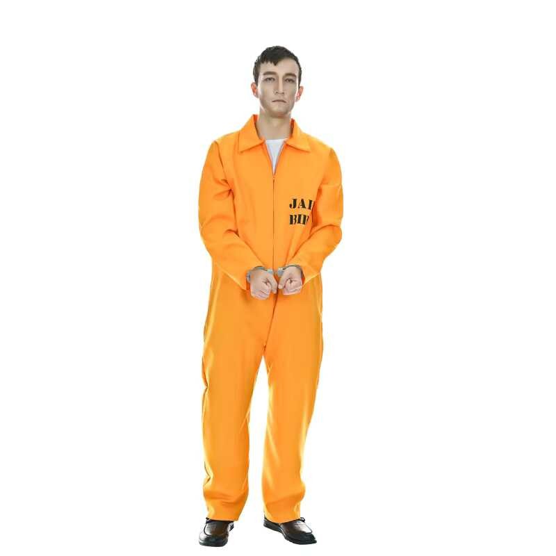 Halloween Adult Prisoner Uniform Party Role Play Performance Orange ...