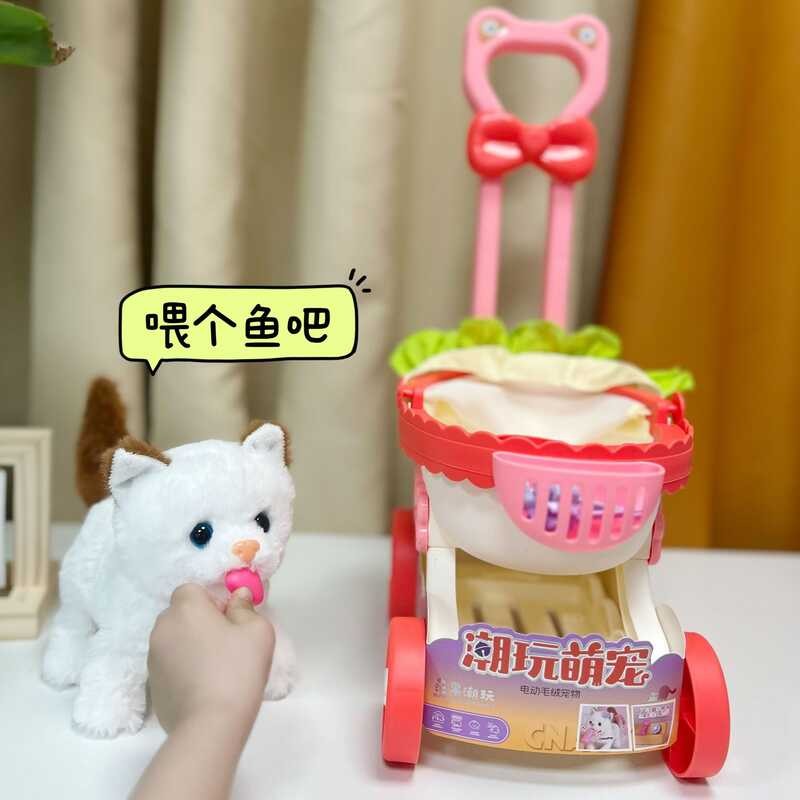 Cute Handcart Ng Mga Bata Laruan Electric Voice Walkable Plush Cat Set ...
