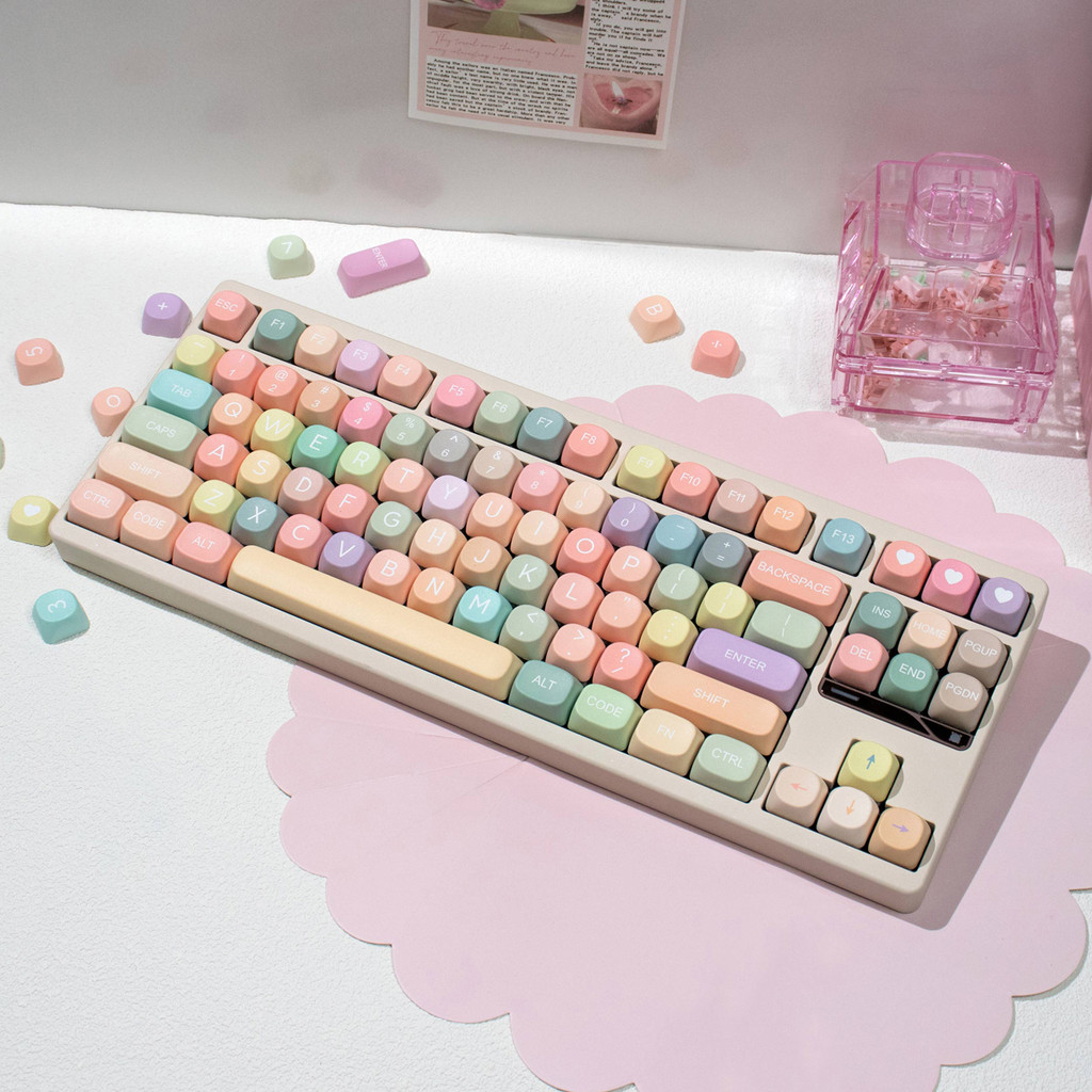 Rainbow MOA Profile Keycaps 126 Keys Cute Candy colorful PBT Keycap set ...