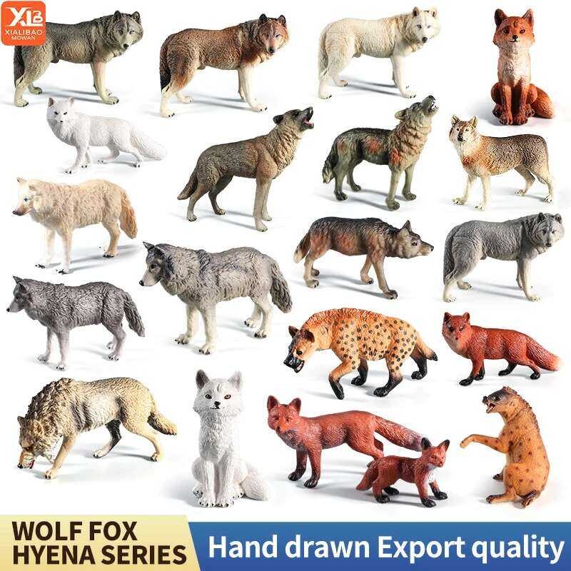 Figures Wolf Animal Toys Wolf Figurines Zoo Pack Realistic Hand-Drawn ...