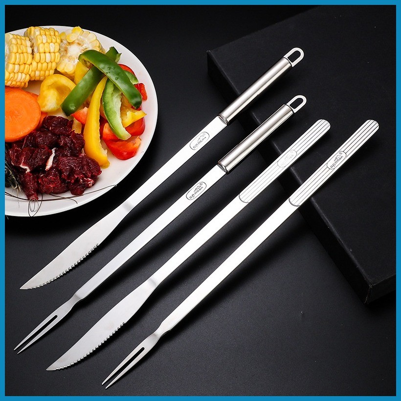 Dailyhome Stainless Steel Carving Fork and Knife Set Grill BBQ Roasting ...