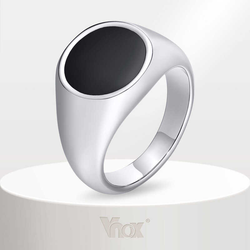 13mm Vnox Men's Punk Rock Smooth Stainless Steel Signet Ring For Men ...