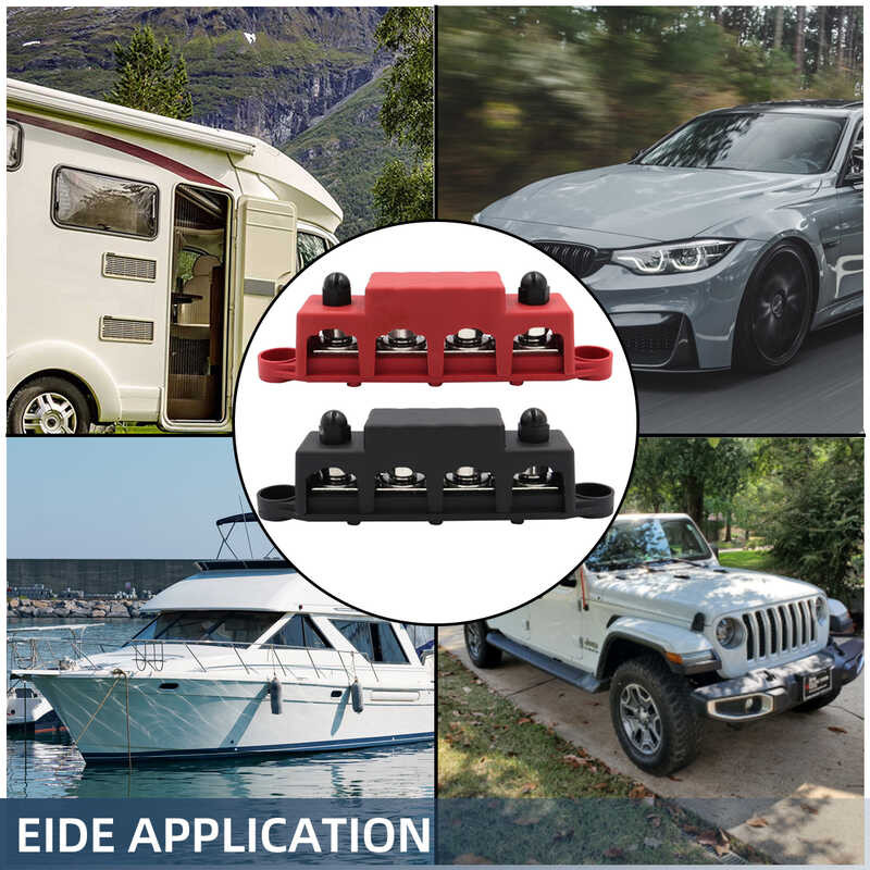 250A 12V Positive Negative M8 M10 Bus Bar Terminal Battery Power Distribution Block With Cover ...