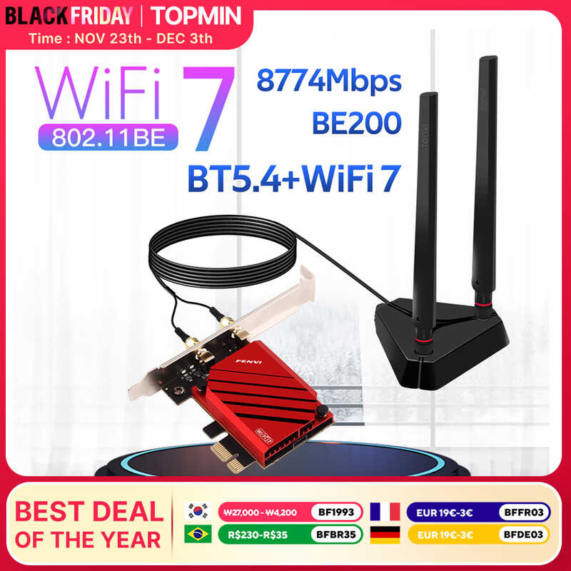 WI-FI FENVI 7 BE200 PCIE WiFi Adapter FV-BE8800 WIfi7 BT5.4 Tri-Band 2 ...