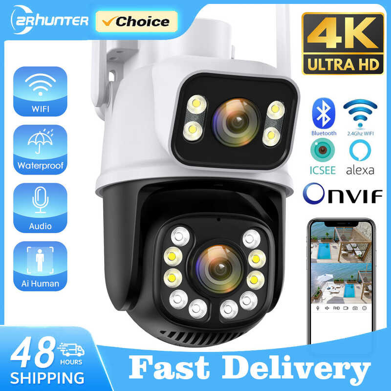 8MP ZRHUNTER 4K IP Dual Screen CCTV AI Human Detection Night Vision ...