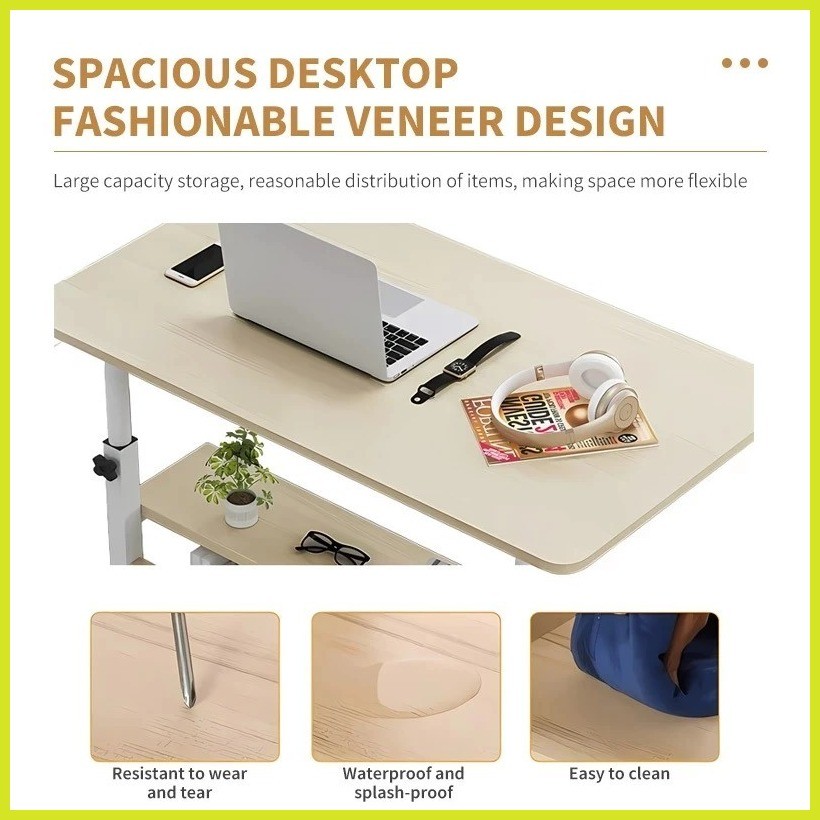 COD Adjustable Computer Table Bed Side Table With Wheels Simple Movable ...