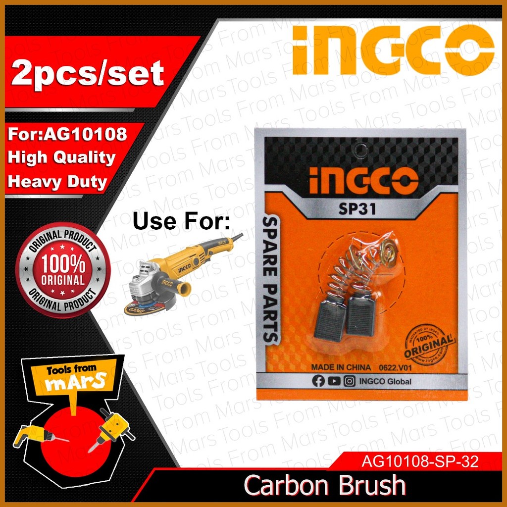 ⊕ ∪ INGCO 2PCS/SET Carbon Brush for Angle Grinder Replacement Part ...