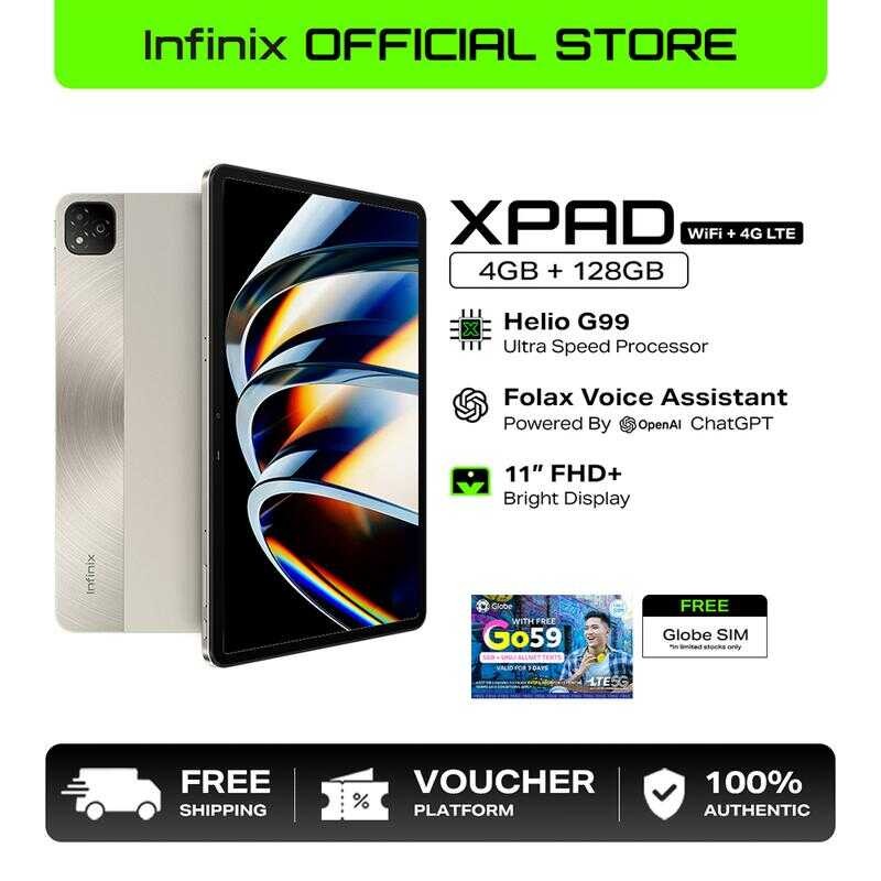 Infinix XPAD 4G LTE + Wifi, 4+128 | Mediatek Helio G99 11" Fhd+ Bright ...
