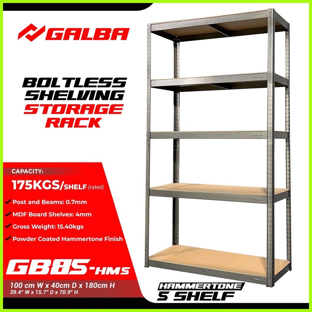 GALBA BOLTLESS SHELVING STORAGE RACK 5 Layers HEAVY DUTY LARGE (6ft ...