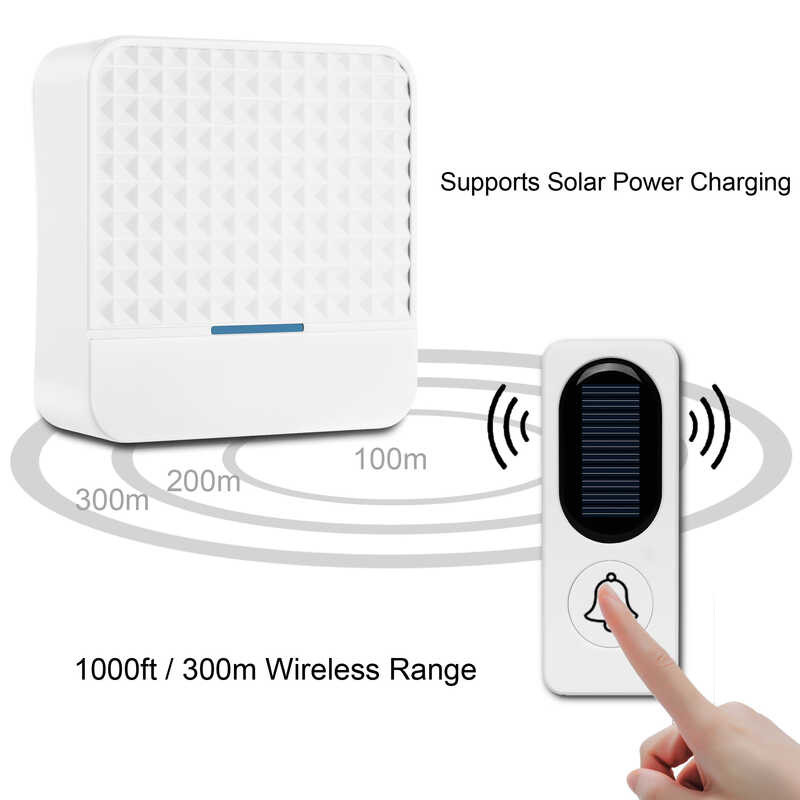 Wireless Solar Doorbell Low Power Outdoor Ip65 Waterproof Max 300M Long ...
