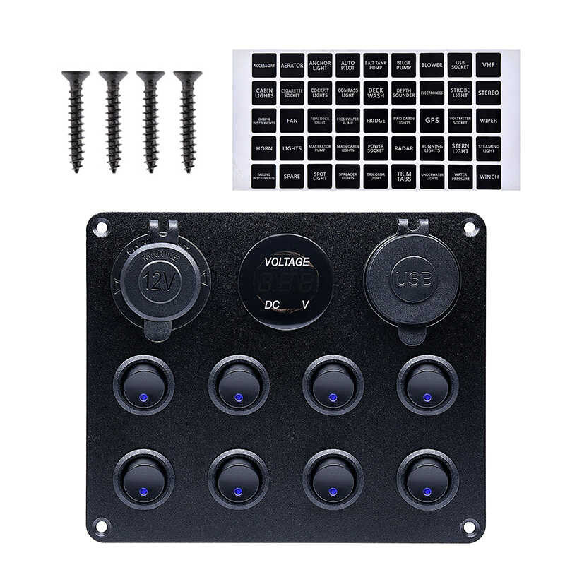 8 5 Gang Button Rocker Toggle Switch Panel Usb Control For Car Truck ...