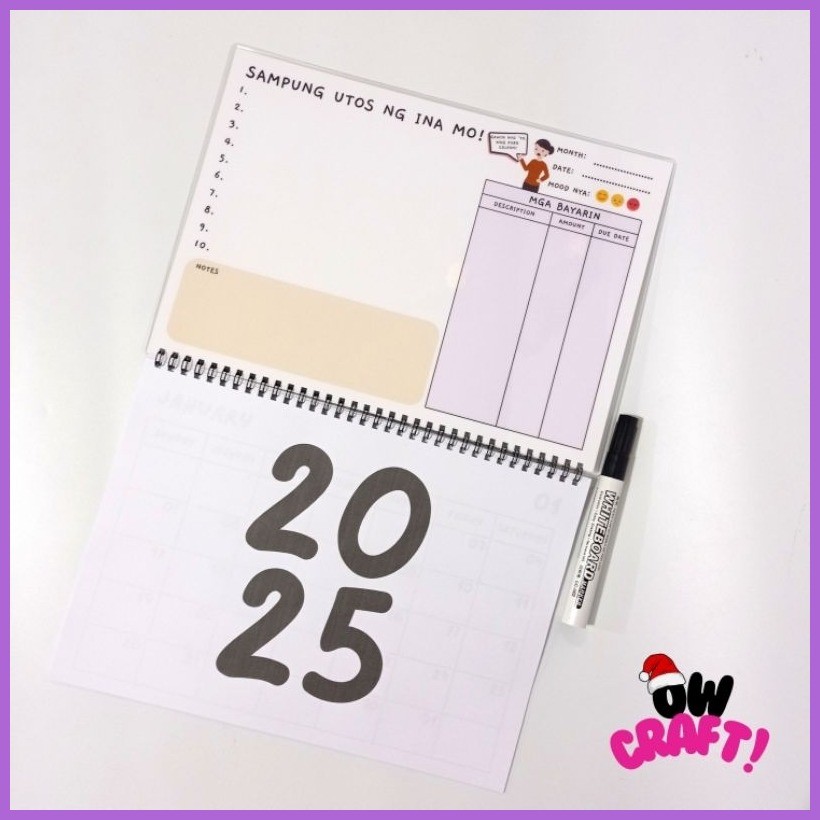 ஐ SAMPUNG UTOS NG INA MO! (ERASABLE BOARD PLANNER + 2024 / 2025 ...
