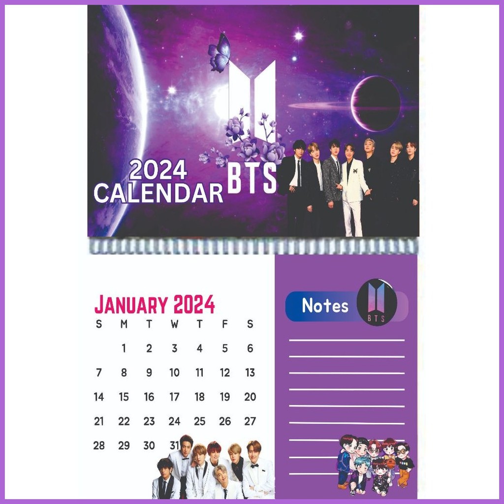 ๑ ∆ BTS,SB19 Calendar desk calendar table calendar 2024 | Shopee ...