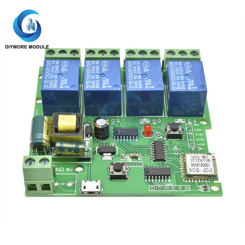 220V AC Wifi Relay Module 4 Channel Wireless Remote Switch Board 10A ...