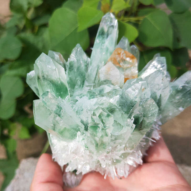 Crystal 300-1000G Garden Cluster Natural Green Ghost Quartz Mineral Ore ...
