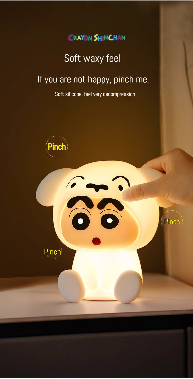 Cartoon Crayon Shin-Chan And Bubu Pat Light Bedroom Lamp Soft Silicone ...