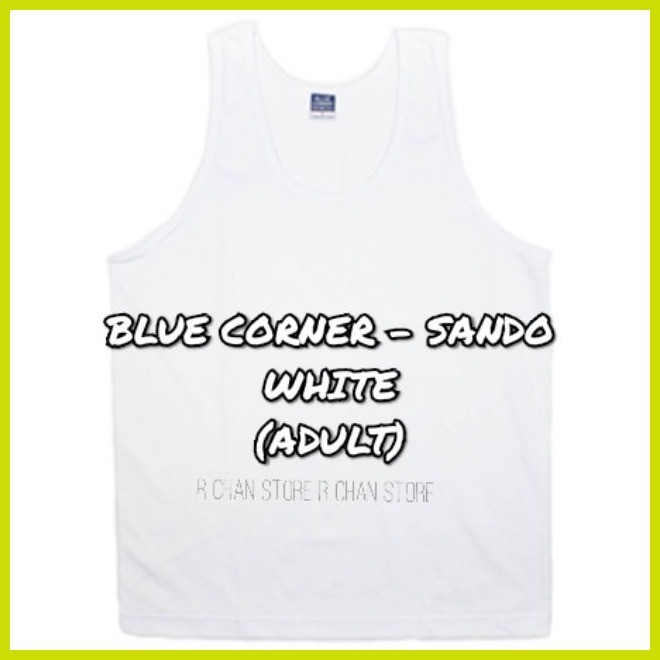 ☁ ⇩ PLAIN WHITE SANDO ( BLUE CORNER) WHITE (SMALL TO XL) | Shopee ...